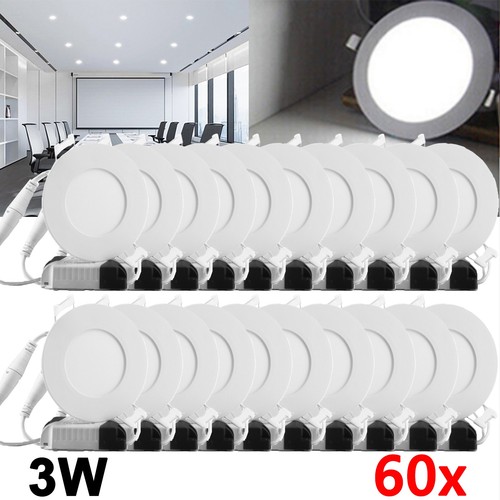 60pcs 3W LED Panel Ceiling Lights Recessed Down Lamp Kitchen Fixtures ...