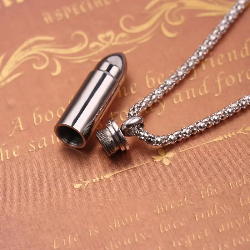 BULLET Mens Stainless Steel Screw Top Openable Pendant Jewellery ...