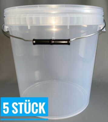 5 x Eimer mit Deckel 20 l Liter stapelbarerer Milch-/Vorratseimer ...