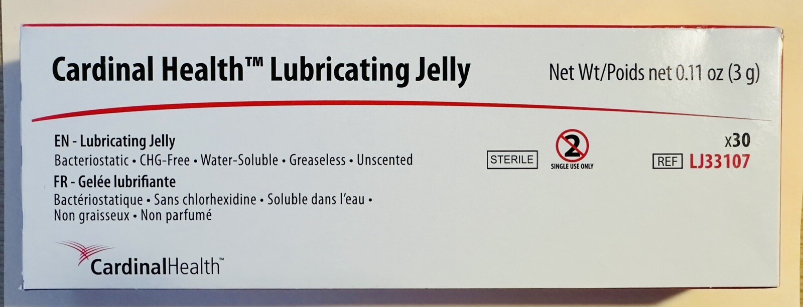Lubricating Jelly 1 Box of 30 Health 3 g Foil Packets Cardinal Health ...