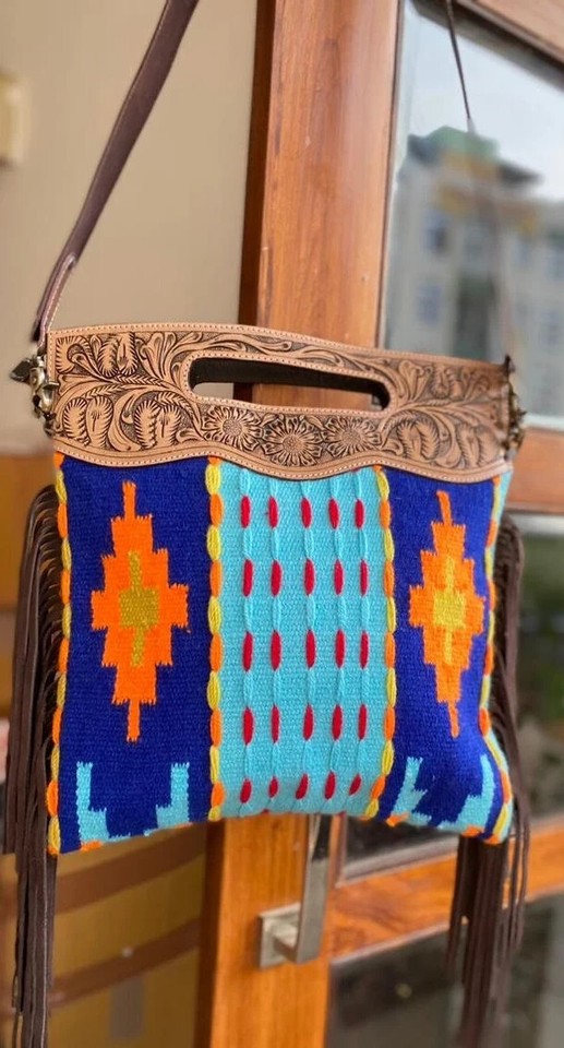 Aztec fringe crossbody shoulder bag- Aztec wool woven Diamond cross ...