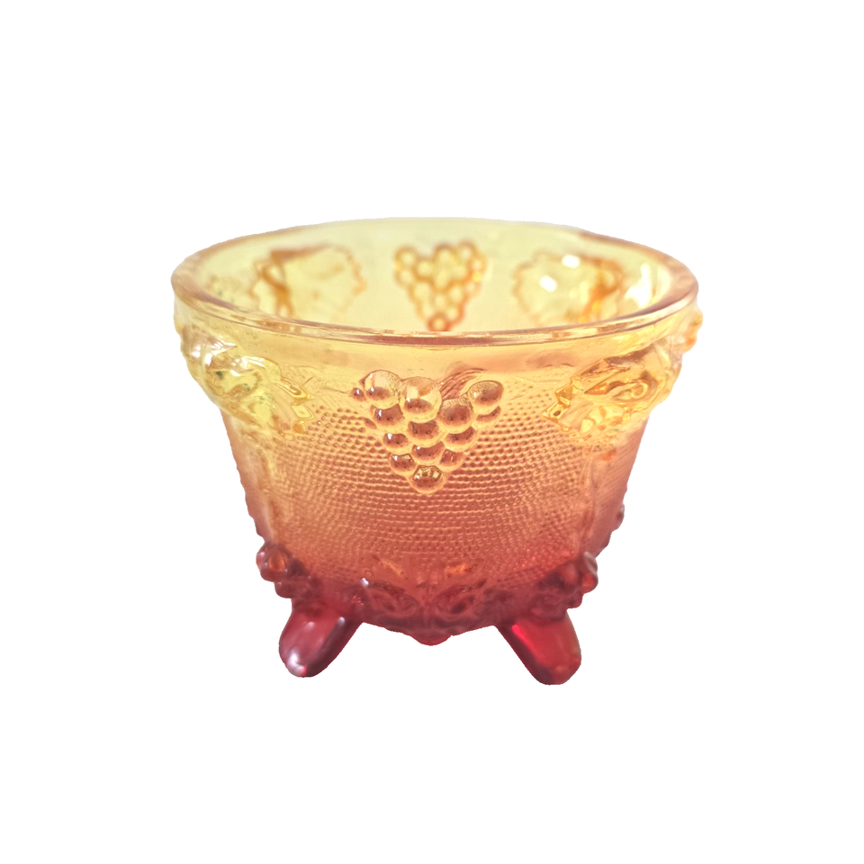 Jeannette Amberina Candy Dish w/Lid 1960s Pressed Glass Red Orange ...