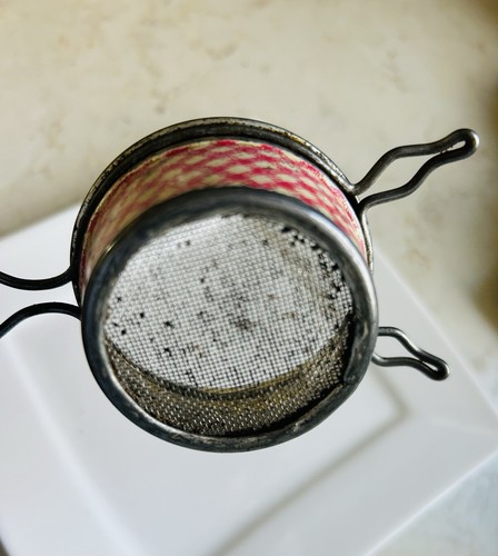 1950s Miracle Gem Red Checked Small Metal Sifter Strainer Wooden Handle ...