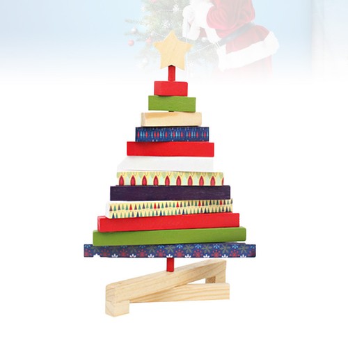 Décor d'arbre de noël rotatif, ornement de bureau en bois pour la ...