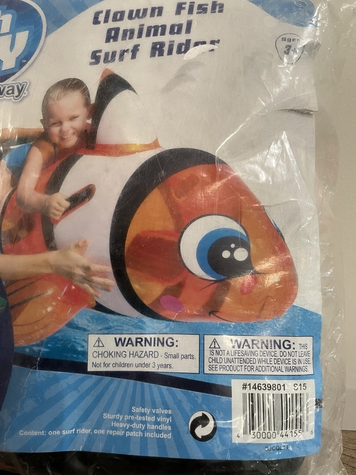 Bestway Splash & Play Vinyl Clown Fish Ride On Pool Float Inflatable 58 ...