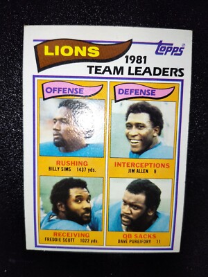 1982 Topps - #333 Billy Sims, Freddie Scott, Dave Pureifory | eBay