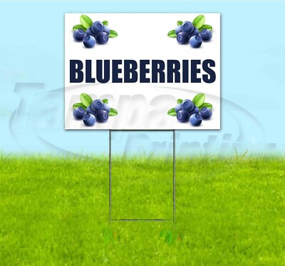 BLUEBERRIES 18x24 Yard Sign WITH STAKE Corrugated Bandit USA BUSINESS ...