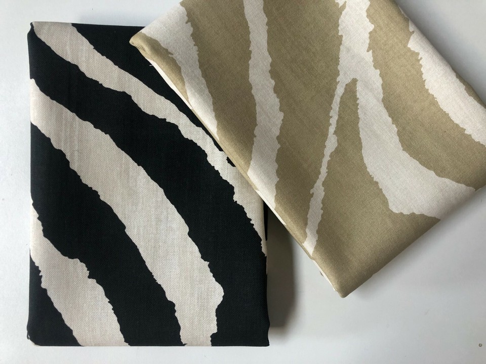 African Black & White Zebra Stripes Animal Print Fabric Linen Cotton 54 ...