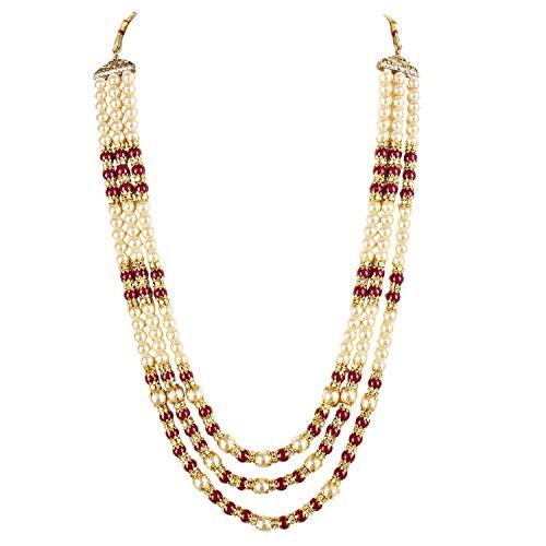 Wedding Multi Strand White Dulha Layered Pearl Haar Groom Kundan ...