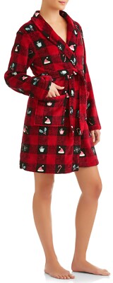 Buffalo Plaid Robe Women's Size 2X Red Black Checker Christmas Pajama ...