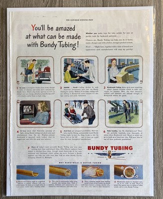 Vintage 1940s-50s Original Magazine AD Bunny Tubing Is Better Bundyweld ...