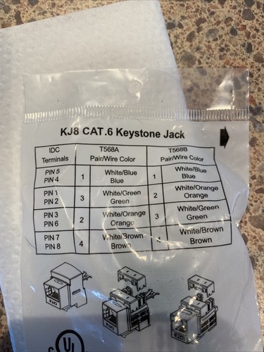 C UL US LISTED KJ8 CAT. 6 Keystone JACK [1R72] E157358 NEW SEALED | eBay