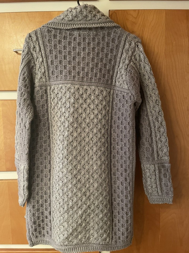 Inis Crafts Ireland 100% Merino Wool Long Asymmetric Sweater Coat ...