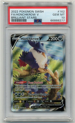 2022 Pokemon Brilliant Stars Full Art Honchkrow V 162/172 Alt Art PSA ...