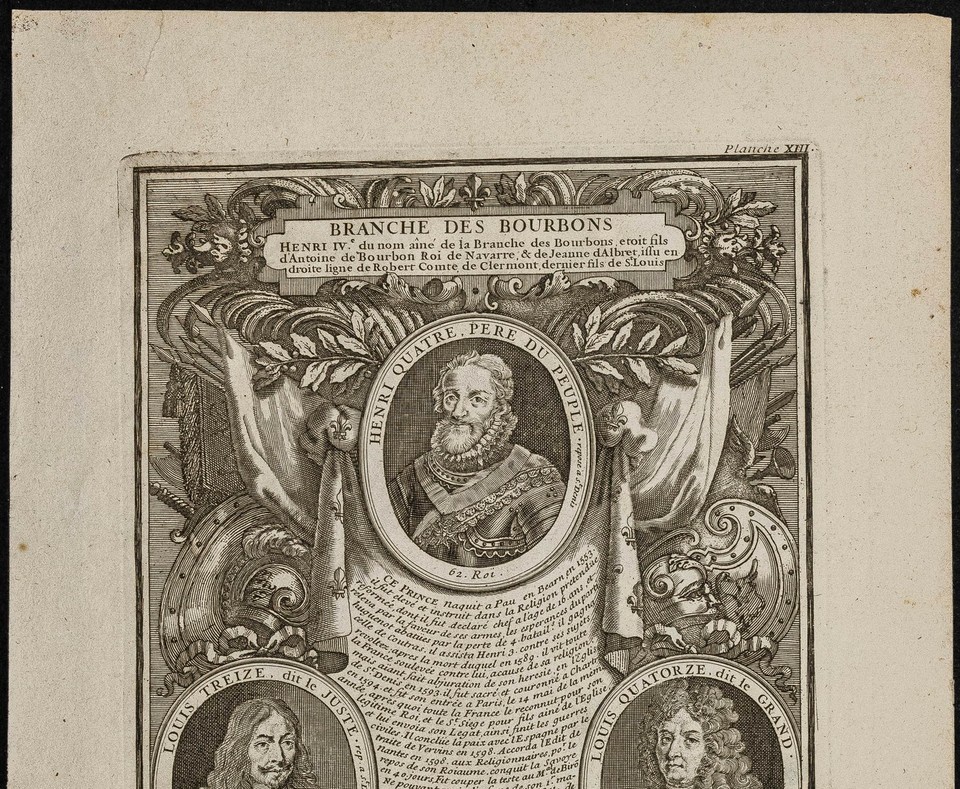 1750 - 3 Portraits Of The Kings Of France: Henri IV, Louis XIII And ...