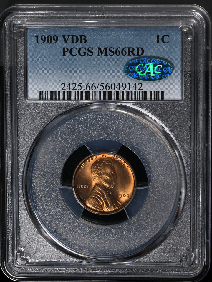 1909-P VDB Lincoln Cent CAC Sticker PCGS MS66 RD Blazing Full Red Gem ...