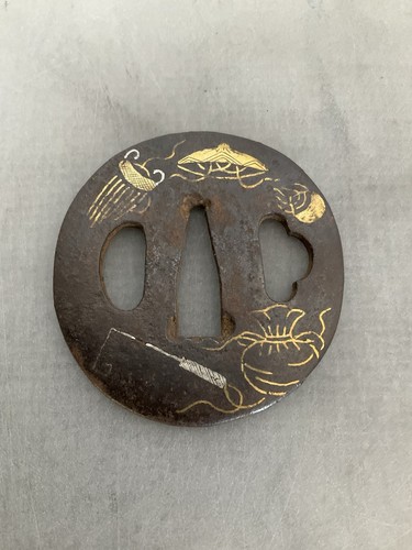 A107 A Japanese Middle Edo Period Wakizashi/Katana Tsuba with Inlay | eBay