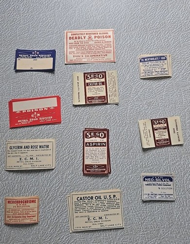 51 NOS Apothecary/Pharmacy Labels ZCMI Utah | eBay