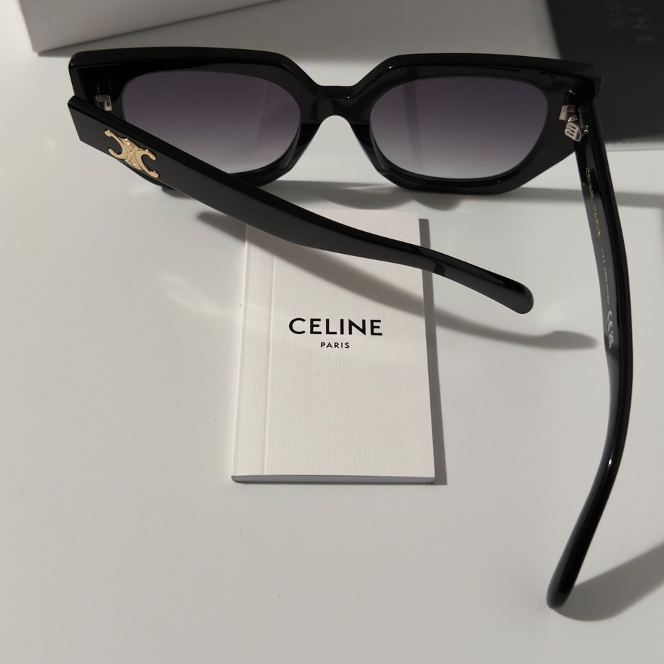 Celine CL40239F 01F Women’s Sunglasses Black Gold Triomphe Gray Ships ...