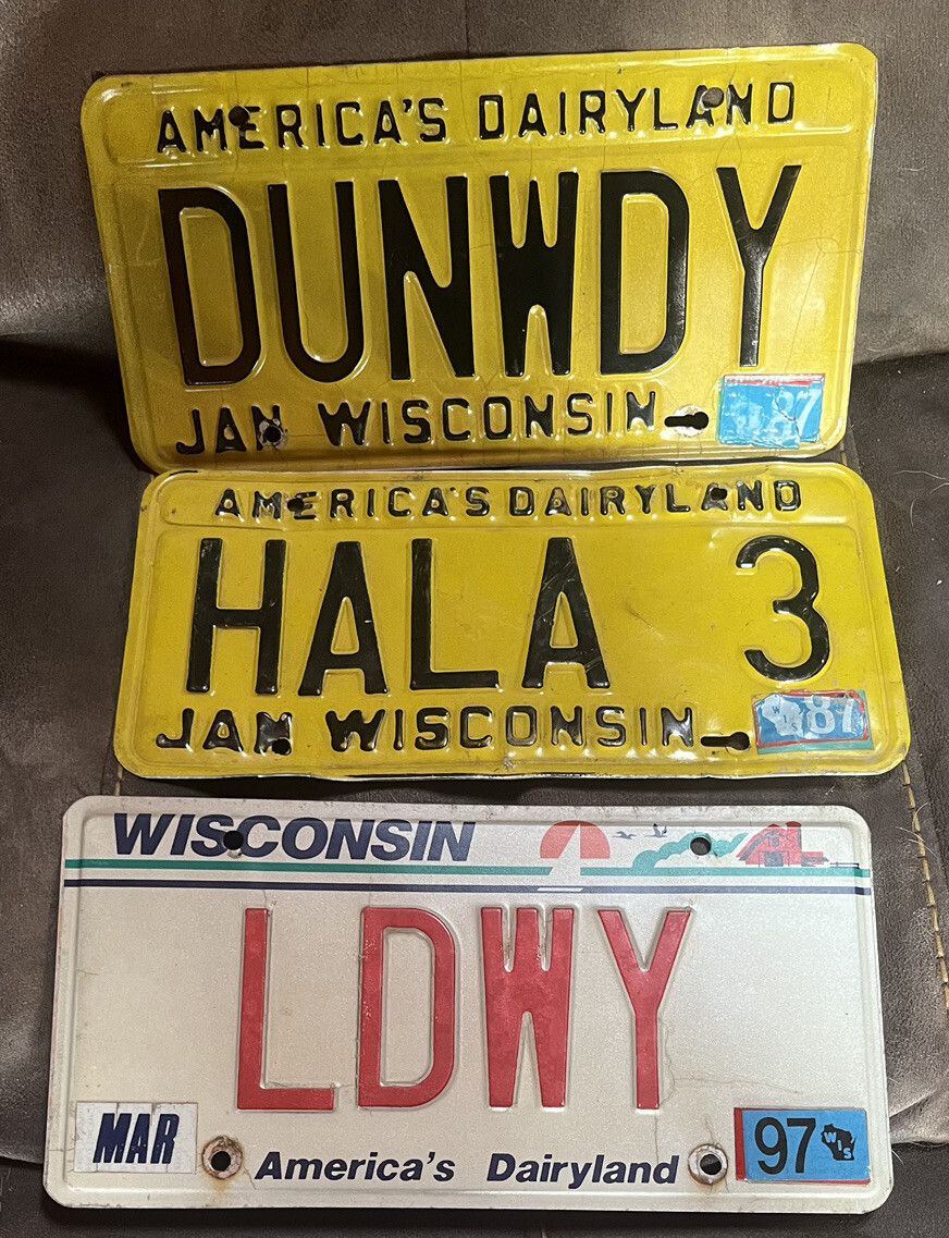 Vintage Wisconsin Americas Dairyland Vanity License Plates Lot of 3 | eBay