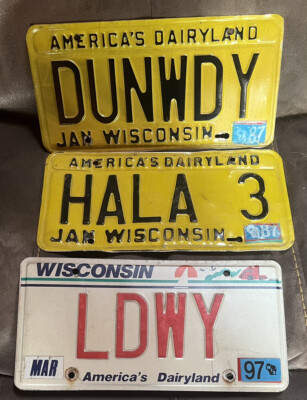 Vintage Wisconsin Americas Dairyland Vanity License Plates Lot of 3 | eBay