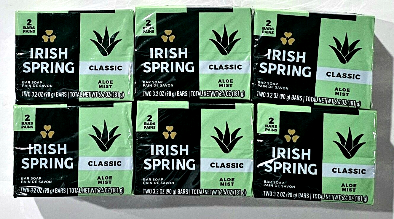 6 Packs Of 2 Irish Spring Classic Aloe Mist Bar Soap 6.4oz | eBay