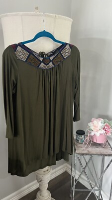 Vision USA Blouse/ Green Multi Color/ OS/ Womens | eBay