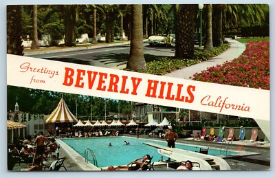 Postcard CA Banner Dual View Greetings From Beverly Hills Vintage O09 ...