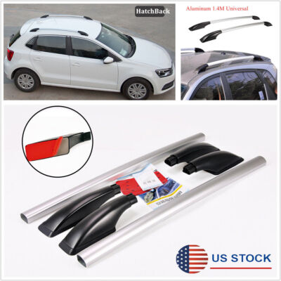Pair 1.4m/55'' Car Decorative Roof Rack Side Bar Rail Aluminum Alloy w ...