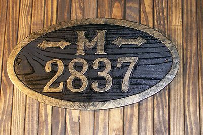 Address Sign Antique Brass Finish Large Oval Custom Carved Monogram ...