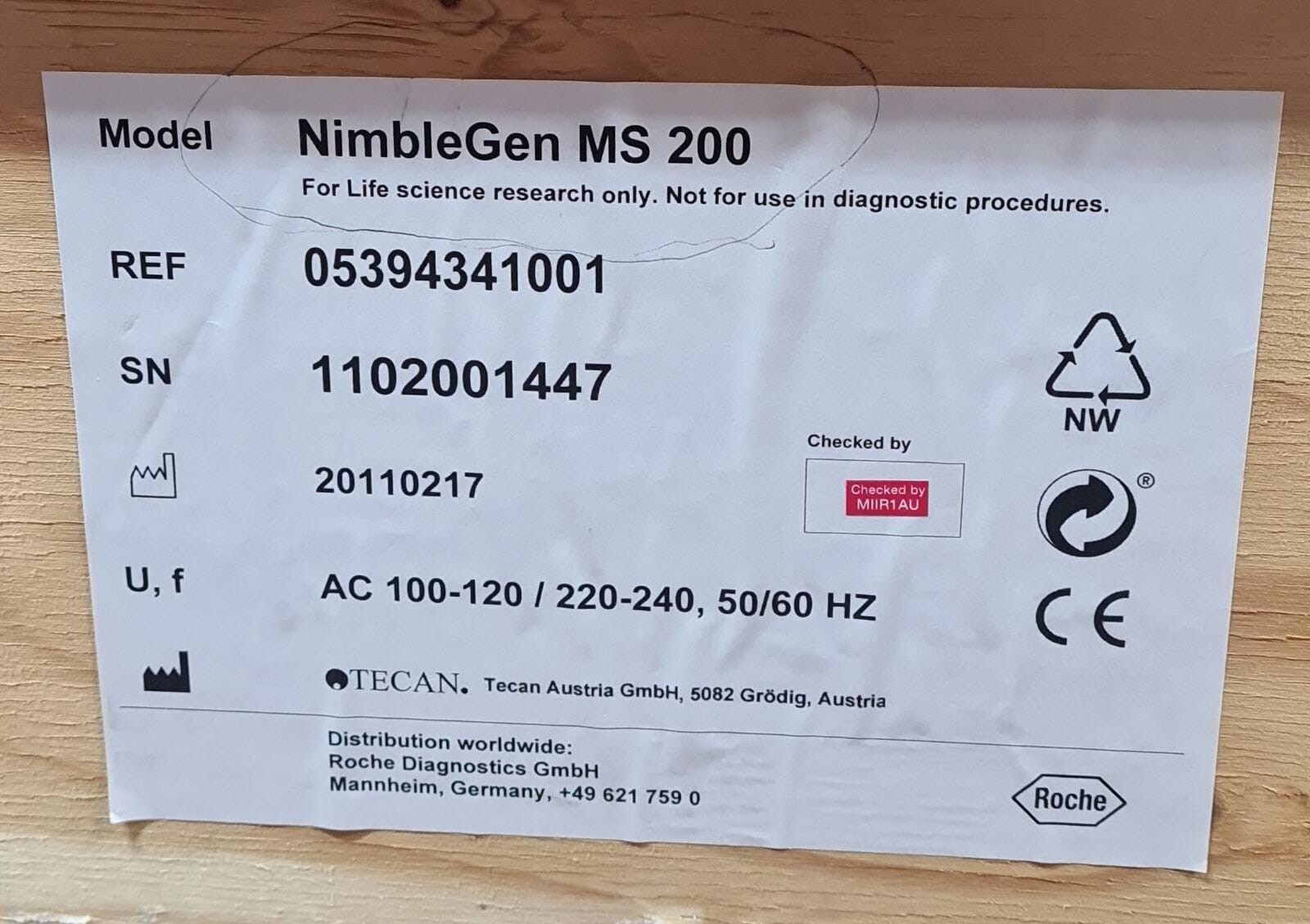 NEW - ROCHE NimbleGen MS 200 MICROARRAY DETECTION SCANNER 05394341001 ...