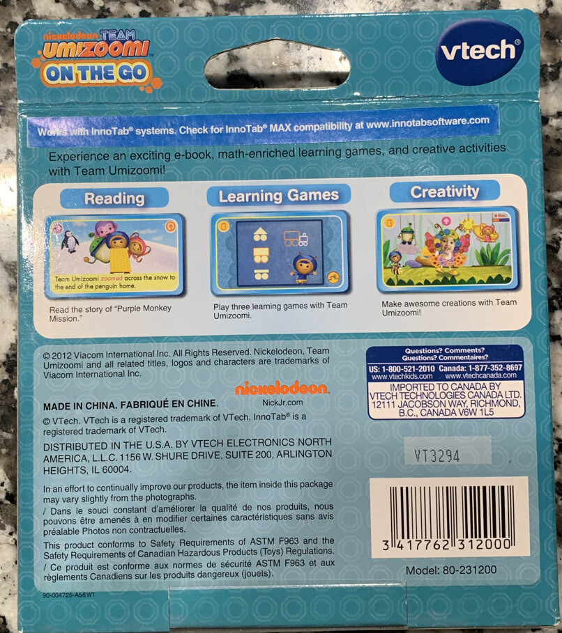VTech InnoTab Software, Nickelodeon Team Umizoomi for sale online | eBay