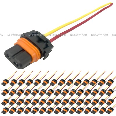 60 Pieces - 2 Wire 2 Pin Female For 9006 / 9006XS Bulbs Connect Pigtail ...