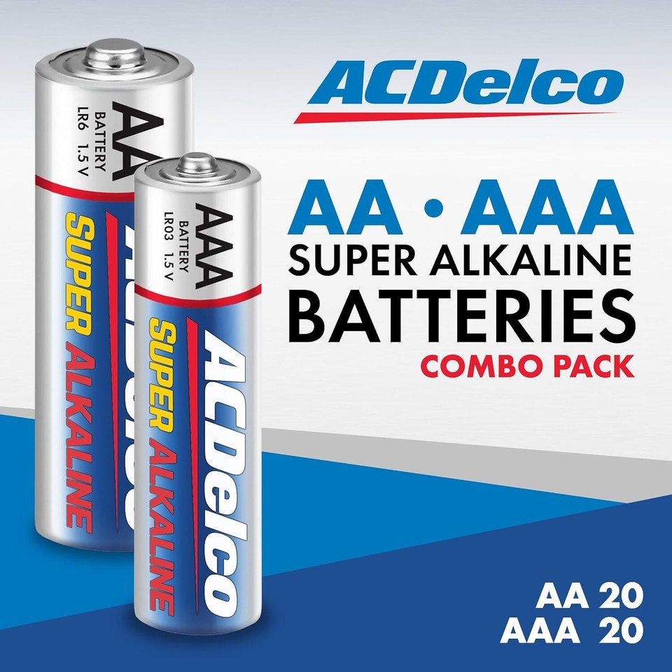 40 pack Double AA & Triple AAA Combo Alkaline Batteries 20-Count Each ...
