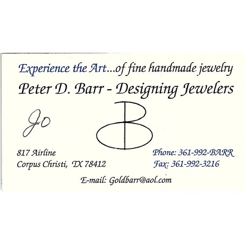Designing Jewelers Peter Barr Corpus Christi TX Vintage Business Card ...
