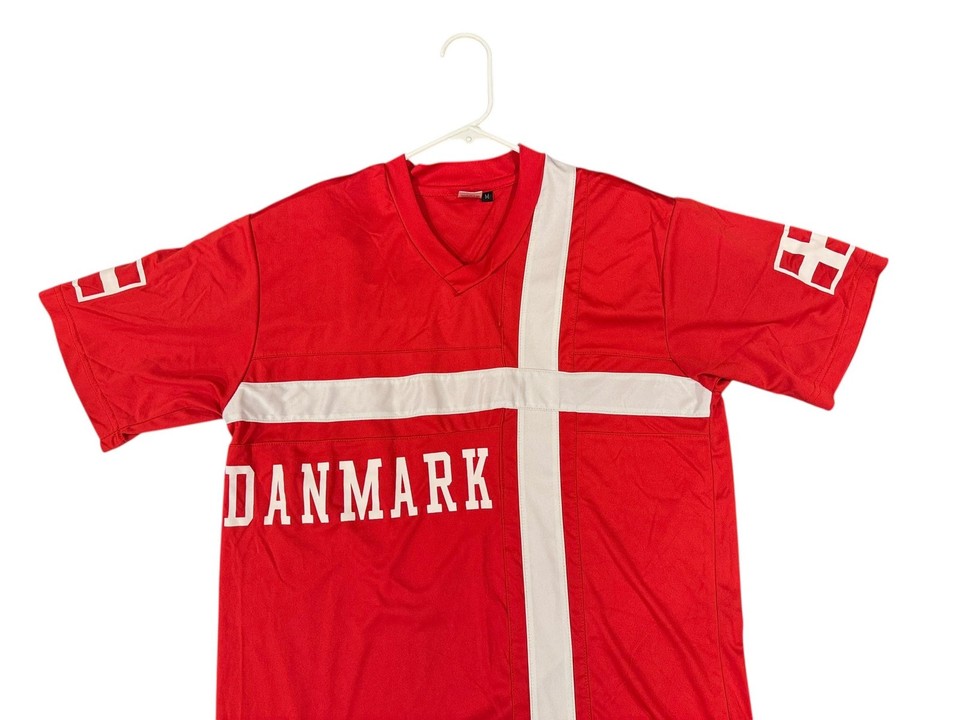 Denmark Shirt Mens Medium Red Dannebrog Flag Number 10 Soccer Football ...