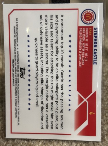 Stephon Castle (RC) - 2023 Topps Chrome McDonald's All American #4 ...