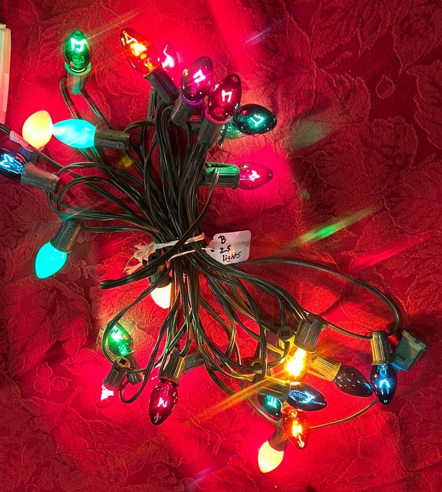 7 Sets Vintage Christmas String Lights C7 Bulbs, 145 Sockets Extra ...