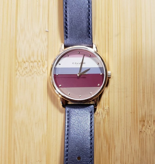 Coach Grand Women's 36mm Multicolored Face Purple Tone Leather Strap ...