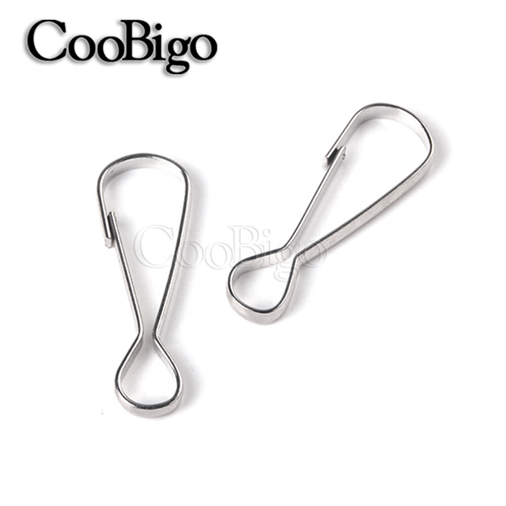 100X Metal Crimp Fold Over Clasps Cord Clip Snap Hook For Paracord ...