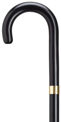 Men's Solid Wood Black Finish Exquisite Walking Cane With Gold Tone ...