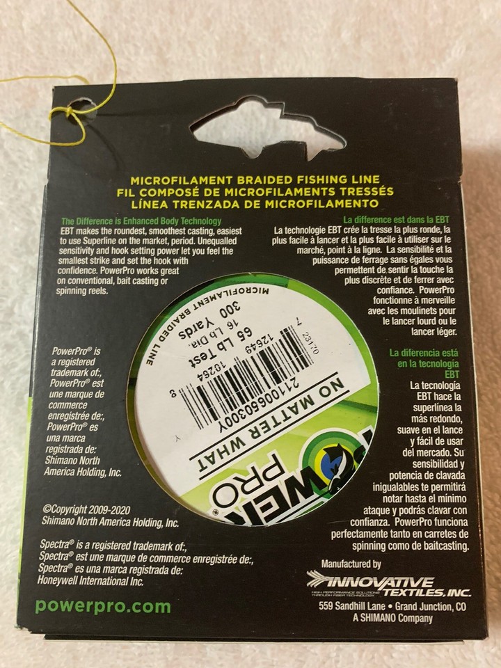 POWER PRO BRAIDED FISHING LINE 65lb. X. 300yds. HIGH VIS YELLOW NIP ...