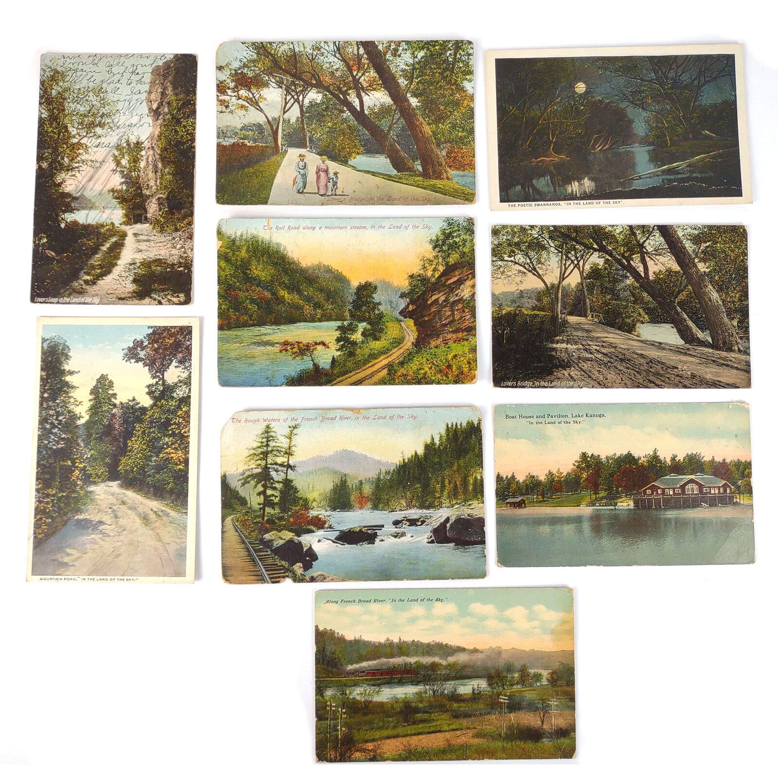 Set of 9 Early 1900s Land of the Sky Western NC Mountains Lithograph ...
