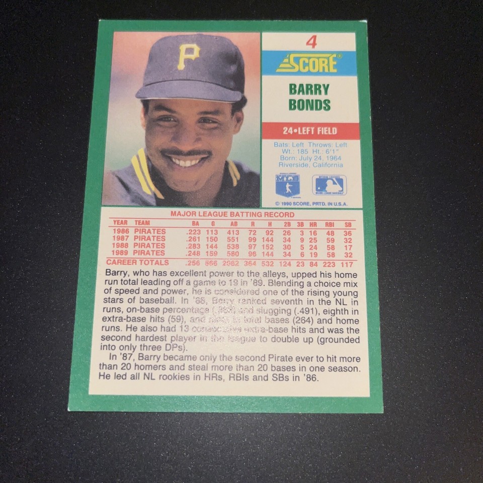 1990 Score #4 Barry Bonds Pittsburgh Pirates | eBay