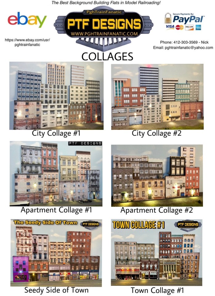 HO Scale THE SEEDY SIDE OF TOWN -Scratch Built 3D 8 Building Flat ...