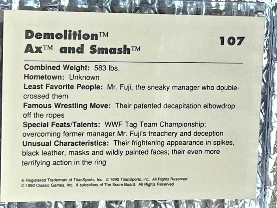 DEMOLITION AX AUTOGRAPHED WRESTLING CARD | eBay
