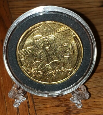 SHINING STARS OF BASEBALL LOU GEHRIG 24KT GOLD PLATED 39MM COIN! MINT ...