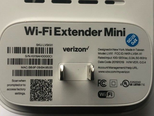 Verizon wireless Wi-Fi Extender Mini Model LVX1 (LVSK-X1) 100-120v AC ...