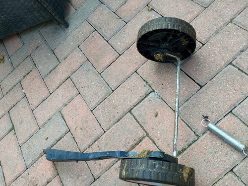 Bosch Rotak 36 R Lawn Mower part Rear Wheels & Height Adjustment Beam ...