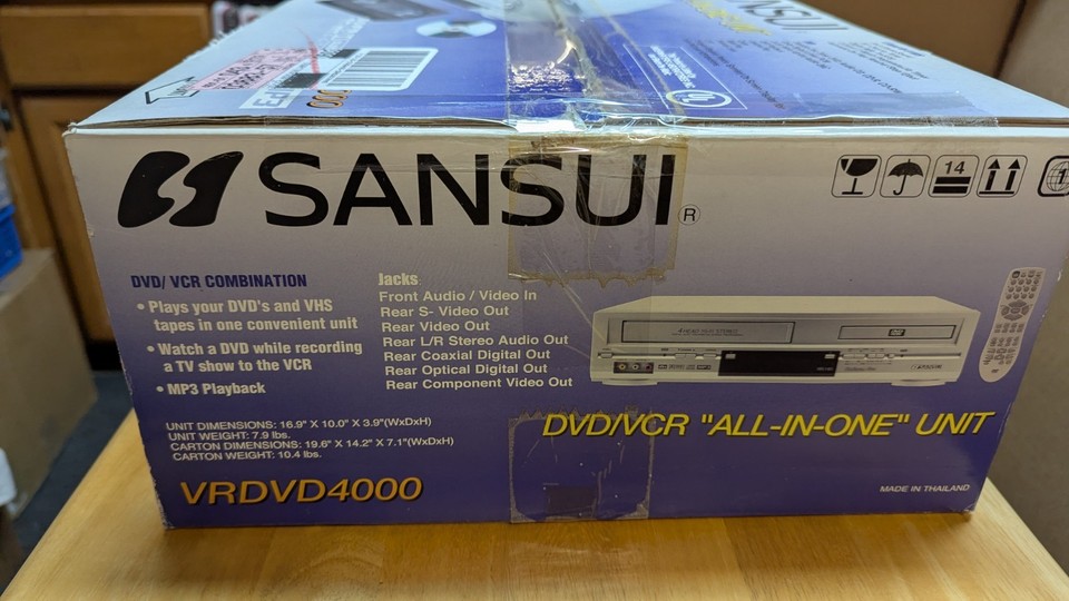 Sansui DVD VCR VHS Video Recorder Player MP3 W Remote Cables Platinum ...